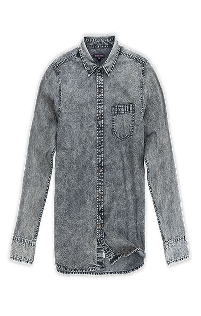 Grey Snow Wash Denim Shirt
